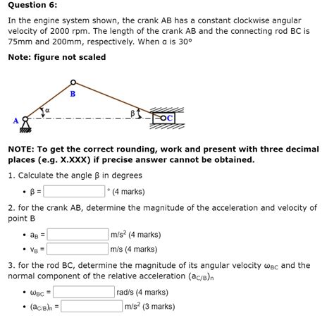 solved question 6 in the engine system shown the crank ab has a