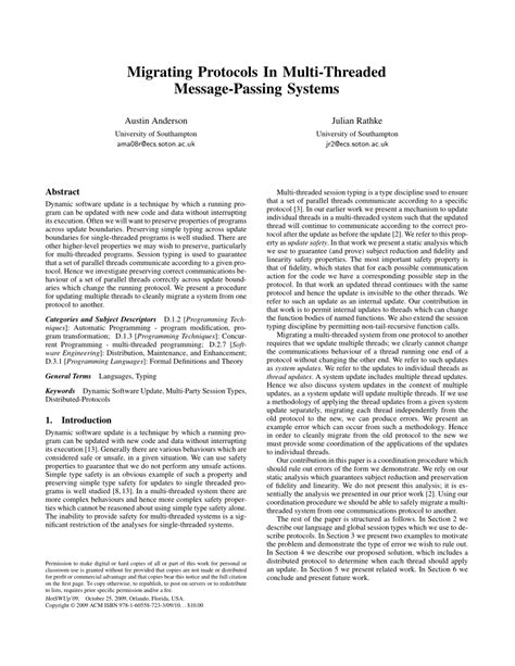 Pdf Migrating Protocols In Multi Threaded Message Passing Systems
