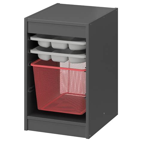 Стеллаж - IKEA TROFAST, 34х44х56 см, серый/бело-серый/ярко-красный ...