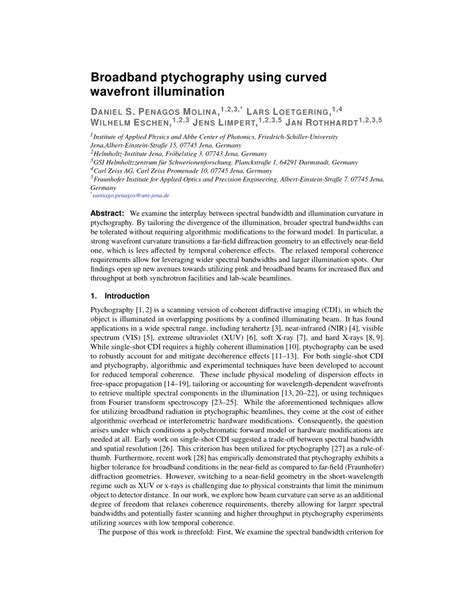 Pdf Broadband Ptychography Using Curved Wavefront Illumination