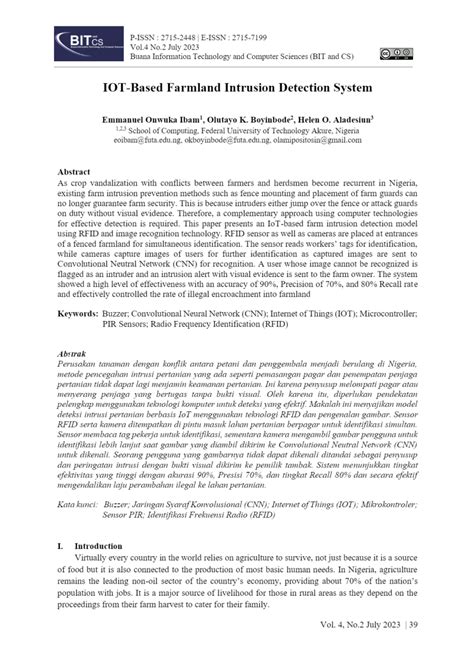 Pdf Iot Based Farmland Intrusion Detection System