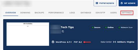 Changing The PHP And WordPress Versions