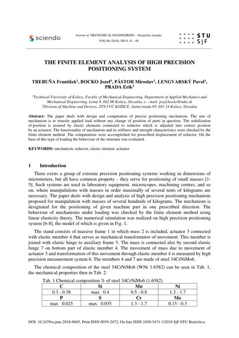 Pdf The Finite Element Analysis Of High Precision Positioning System
