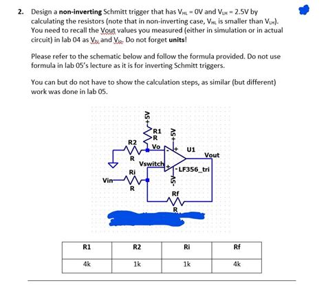 Solved 2 Design A Non Inverting Schmitt Trigger That Has