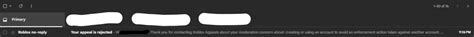 account falsely terminated for evading enforcement taken against