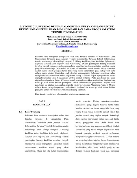 Metode Clustering Dengan Algoritma Fuzzy C