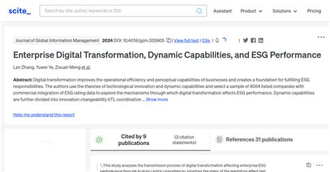 Enterprise Digital Transformation Dynamic Capabilities And Esg Performance