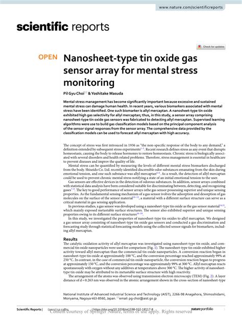 Pdf Nanosheet Type Tin Oxide Gas Sensor Array For Mental Stress