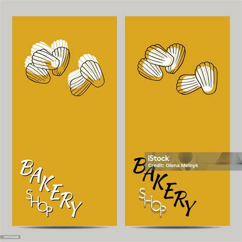 마들렌과 베이커리 가게 포스터의 손으로 그린 세트 메뉴 카페 비스트로 레스토랑 베이커리 및 포장을위한 디자인 스케치 요소 벡터 그림입니다 마들렌에 대한 스톡 벡터 아트 및