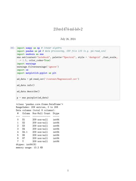 21brs1474 Ml Lab 2 Pdf Errors And Residuals Mean Squared Error