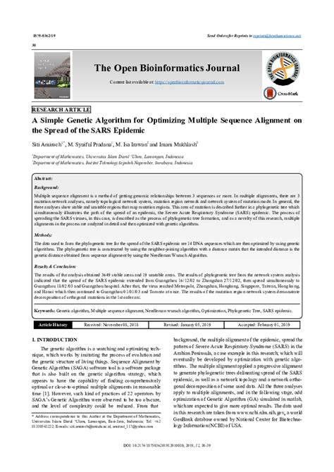 Pdf A Simple Genetic Algorithm For Optimizing Multiple Sequence