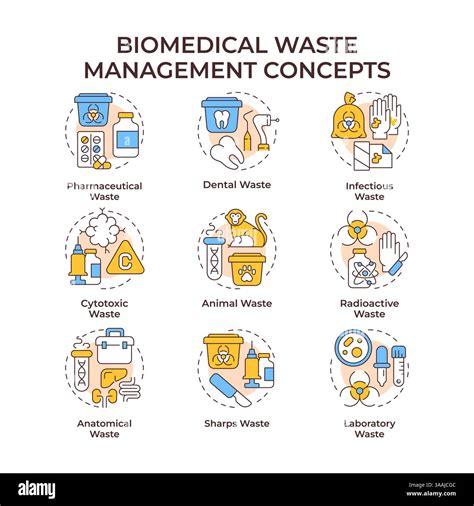 Biomedical Waste Management Multi Color Concept Icons Stock Vector