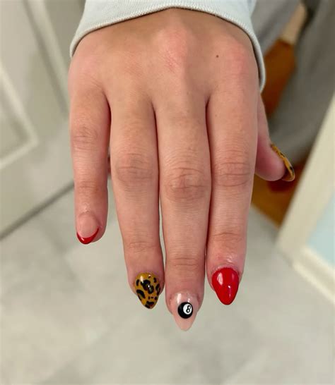 Cheetah Print 8 Ball Almond Nail Inspo 8 Ball Almond Nails 8 Ball