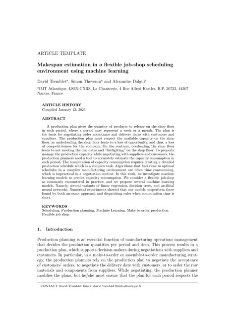 pdf makespan estimation in a flexible job shop scheduling environment