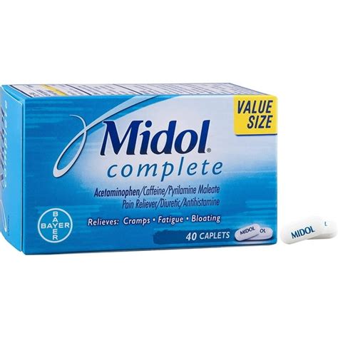 Midol Complete Gas Relief Tablets W Acetaminophen And Antihistamine 40 Ct