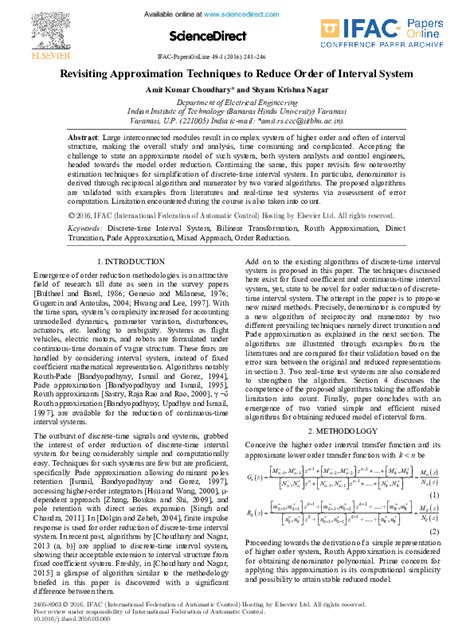 Pdf Revisiting Approximation Techniques To Reduce Order Of Interval