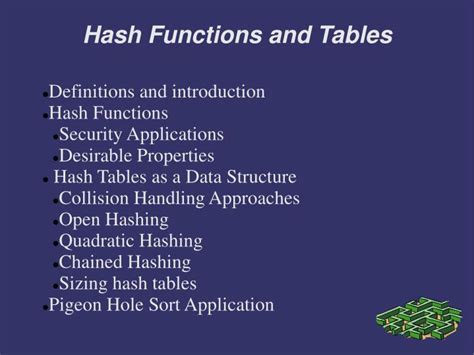 Ppt Hash Functions And Tables Powerpoint Presentation Free Download
