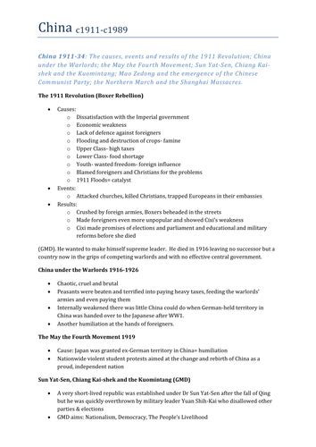 Igcse Edexcel History China Teaching Resources