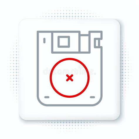 Line Floppy Disk For Computer Data Storage Icon Isolated On White Background Diskette Sign