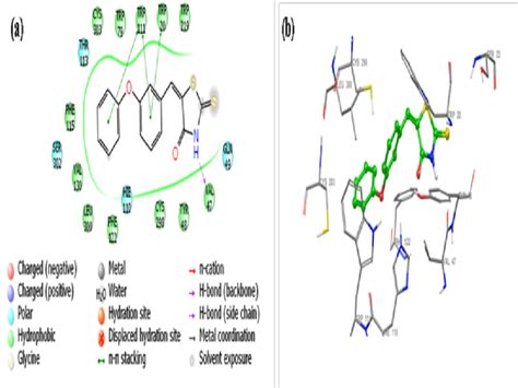 A Two Dimensional View Of Binding Interactions And B Binding Mode
