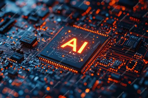 Ai Microchip With Glowing Circuits On Motherboard Premium Ai Generated Image