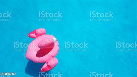 수영장 근처의 여름 파티에 초대할 수 있는 템플릿입니다 팽창식 분홍색 플라밍고는 맑고 푸른 푸른 물에서 수영합니다 텍스트 복사 공간에 대한 장소가 있습니다 포스터 배너 또는