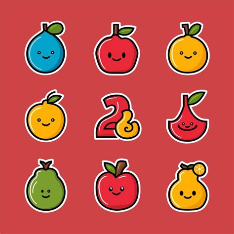 Premium Vector Cute Fruits Icons