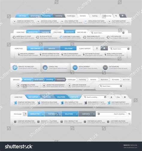 website design template navigation elements icons stock vector royalty
