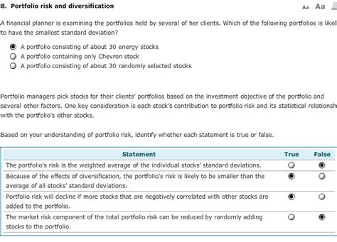 Solved Portfolio Risk And Diversification A Financial