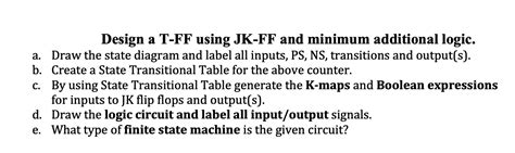 Solved Design A T FF Using JK FF And Minimum Additional Chegg Com