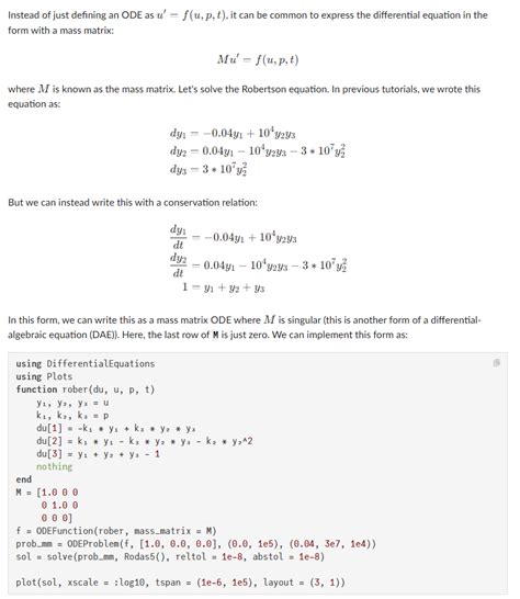 Computational Chemistry Choice Between Dae Or Ode Formulation For