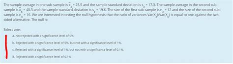 solved the sample average in one sub sample is x 25 5 and