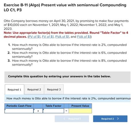 solved exercise b 11 algo present value with semiannual