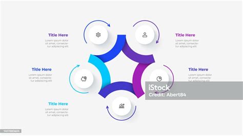사이클 다이어그램은 5 개의 세그먼트로 나뉘어져 있습니다 비즈니스 프로젝트 인포 그래픽의 다섯 가지 옵션의 개념 데이터 분석 시각화를 위한 벡터 일러스트레이션입니다 원형에