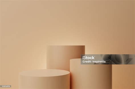 베이지 색 천연 받침대 스탠드 제품 프리젠 테이션을위한 우아한 구성 3d 그림 렌더링 누드색에 대한 스톡 사진 및 기타 이미지 Istock