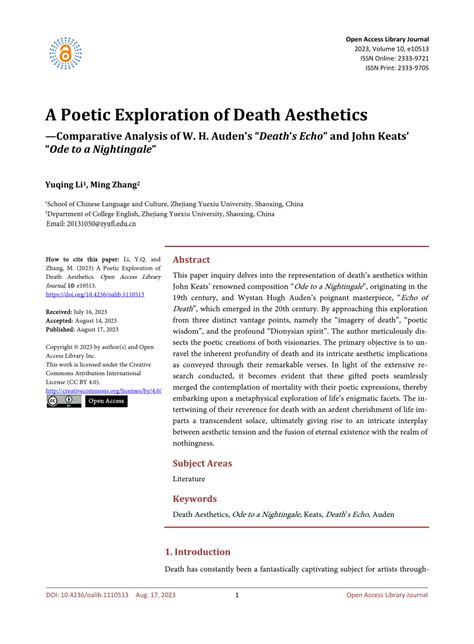 Pdf A Poetic Exploration Of Death Aesthetics