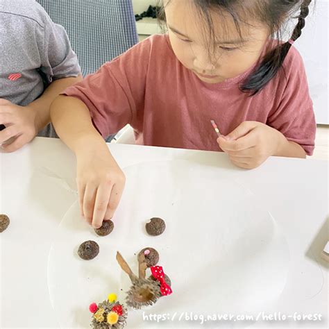 도토리 마을의 모자가게 웅진주니어 엄마표 가을 숲놀이 독후활동 자연물 책놀이 도토리 놀이 도토리 모자 만들기 네이버 블로그