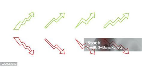 흰색 배경에 녹색 위쪽 화살표와 빨간색 아래쪽 화살표 그래프 기호입니다 벡터 아이콘 가을에 대한 스톡 벡터 아트 및 기타 이미지