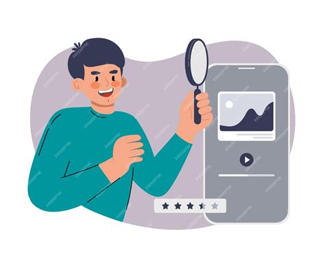 Premium Vector Man Magnifying Glass Ui Ux Designer Arrangement Interface Elements Of The