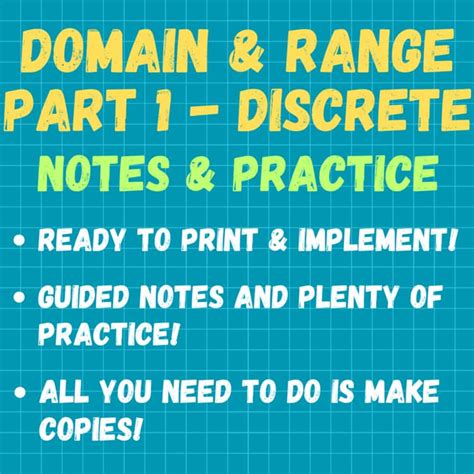Domain And Range Notes And Practice Part 1 Of 3 Discrete Functions Relations