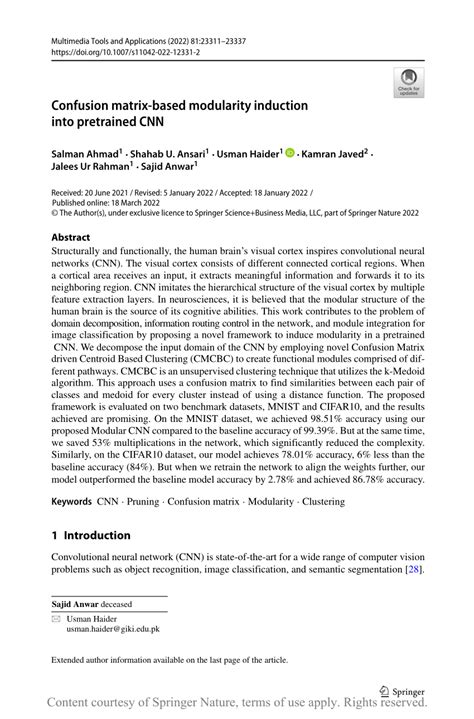 Confusion Matrix Based Modularity Induction Into Pretrained Cnn