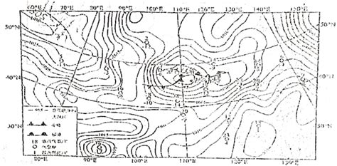 蒙古气旋是发源于蒙古国的温带气旋。下图为“某年4月9日某时刻亚洲局部地区海平面天气图”。据此回答下面题。