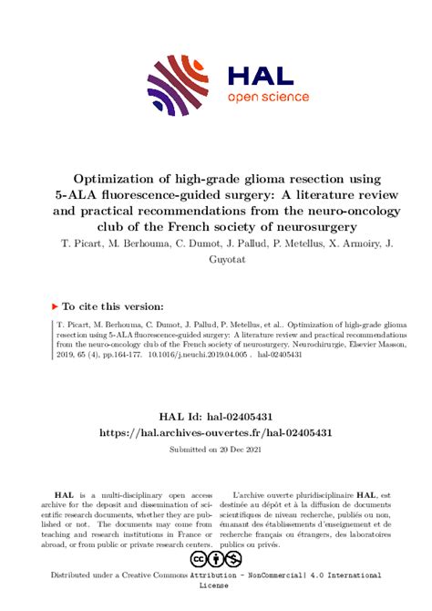 Pdf Optimization Of High Grade Glioma Resection Using 5 Ala
