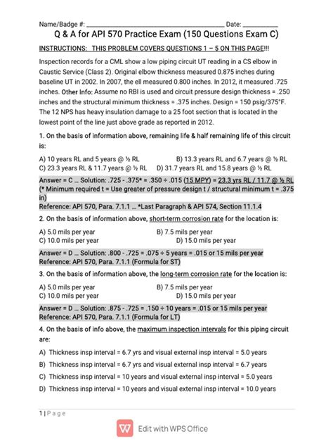 Api 570 Exam C 150 Qanda Pdf Pdf