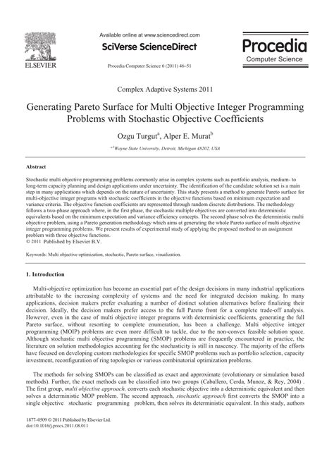 Pdf Generating Pareto Surface For Multi Objective Integer Programming