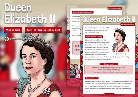 Year 2 Model Text Non Chronological Report Queen Elizabeth Ii Grammarsaurus