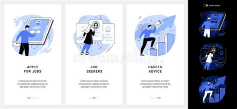 Hr Service Mobile App Ui Kit Stock Vector Illustration Of Seekers