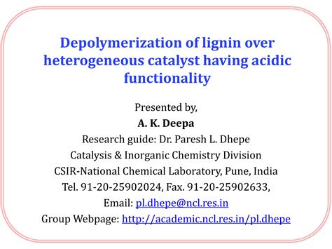 Lignin Depolymerization Aromatic Monomers Solid Acid Heterogeneous Catalyst A K Deepa Paresh