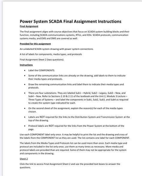 Power System Scada Final Assignment Instructionsfinal