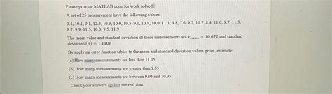 solved please provide matlab code for twork solved a set of